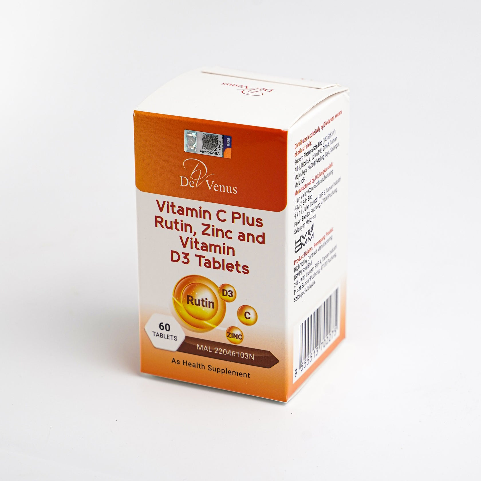 De Venus Vitamin C Plus Rutin, Zinc & D3 60s – Kaisar Pharmacy